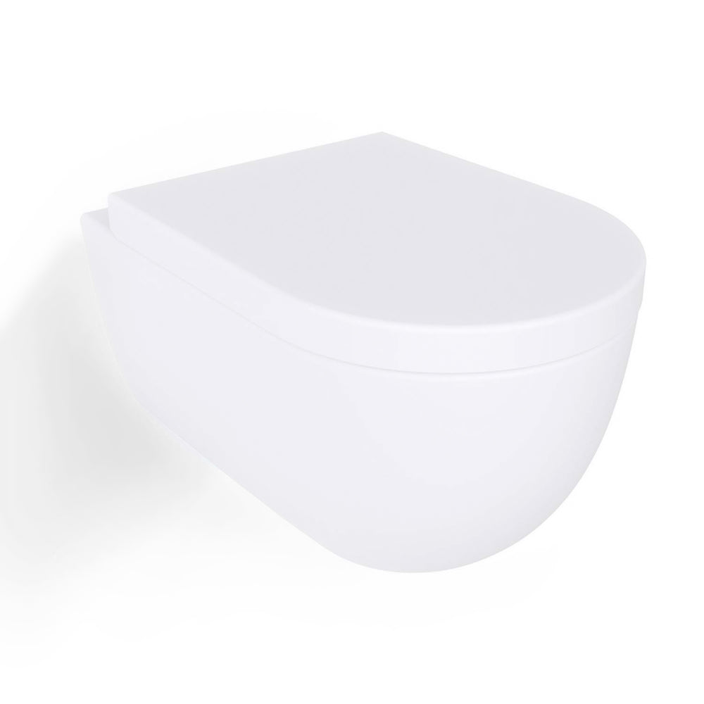 Soho Hänge Wand WC Spülrandlos Toilette Weiß Matt mit WC-Sitz